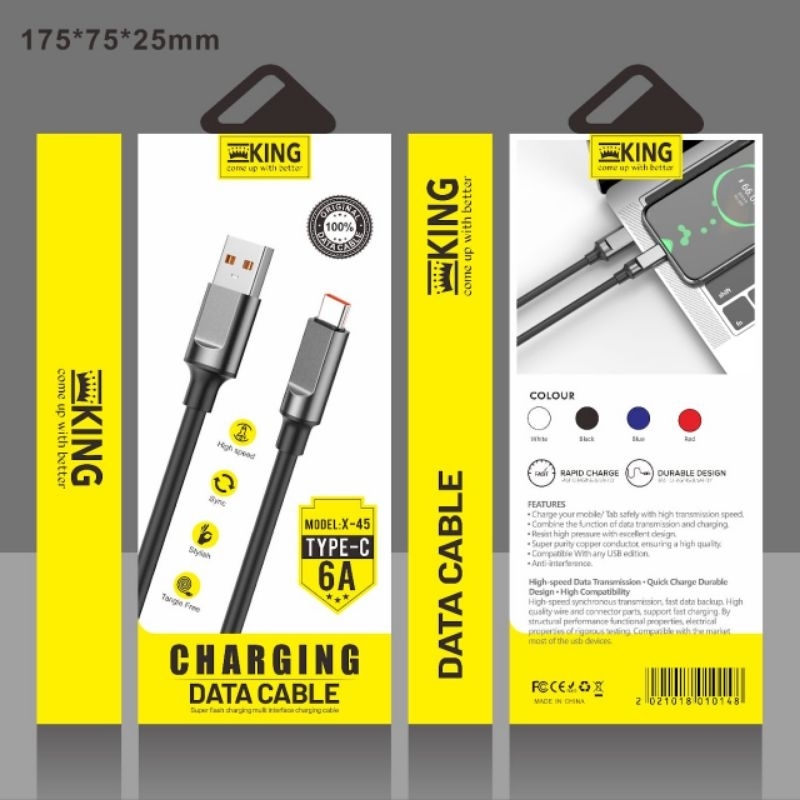 Jual Kabel Data Android Tipe C King X-45 turbo charger Fast Charging ...