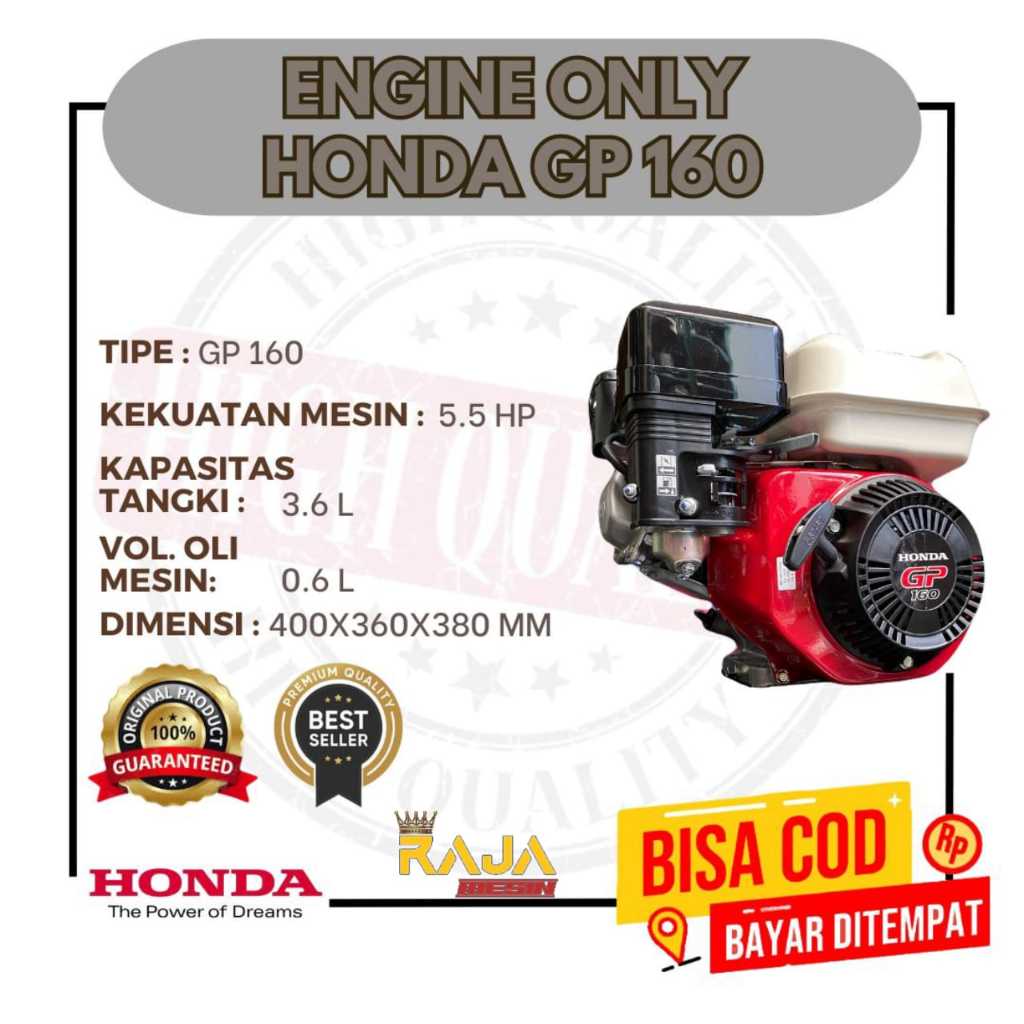 Jual Mesin Penggerak HONDA / ENGINE ONLY 5.5 HP HONDA GP 160 100% ORIGINAL | Shopee Indonesia