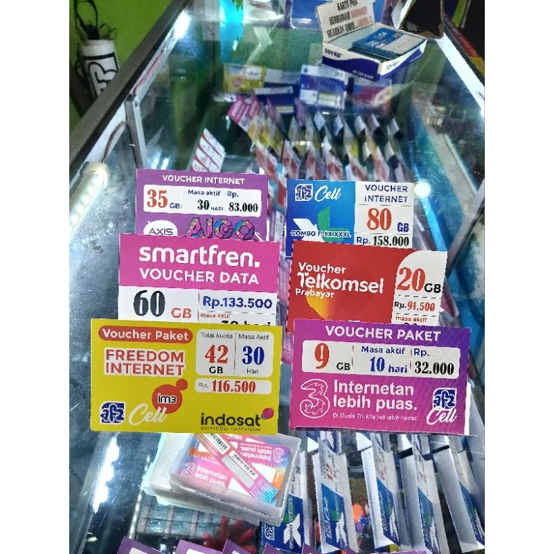 Jual KARTU DISPLAY PAJANGAN VOUCHER DATA INTERNET KONTER PULSA | Shopee ...