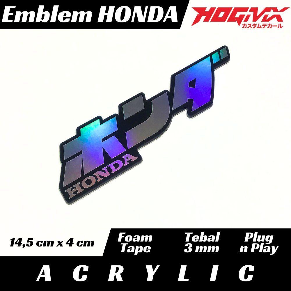 Jual Emblem Motor HONDA GANK KANJI Logo Bahan Akrilik Gold dan Hologram ...