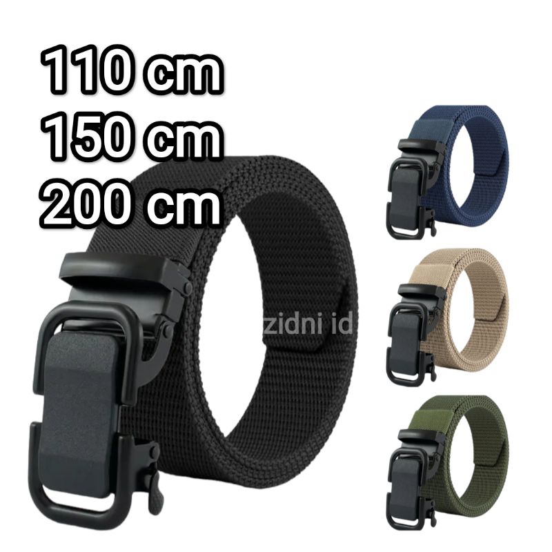 Jual ikat pinggang pria rel otomatis sabuk jumbo big size gesper kanvas nylon full black men ...
