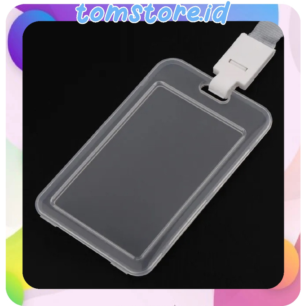 Jual TOMSTORE.ID Name Tag Id Card Transparant Gantungan Kartu Nama Plastik Vertical Lanyard ...