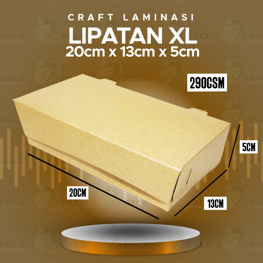 Jual Brown Paper Craft Lunch Box Size XL Lembaran/Lipatan-Lunch Box ...