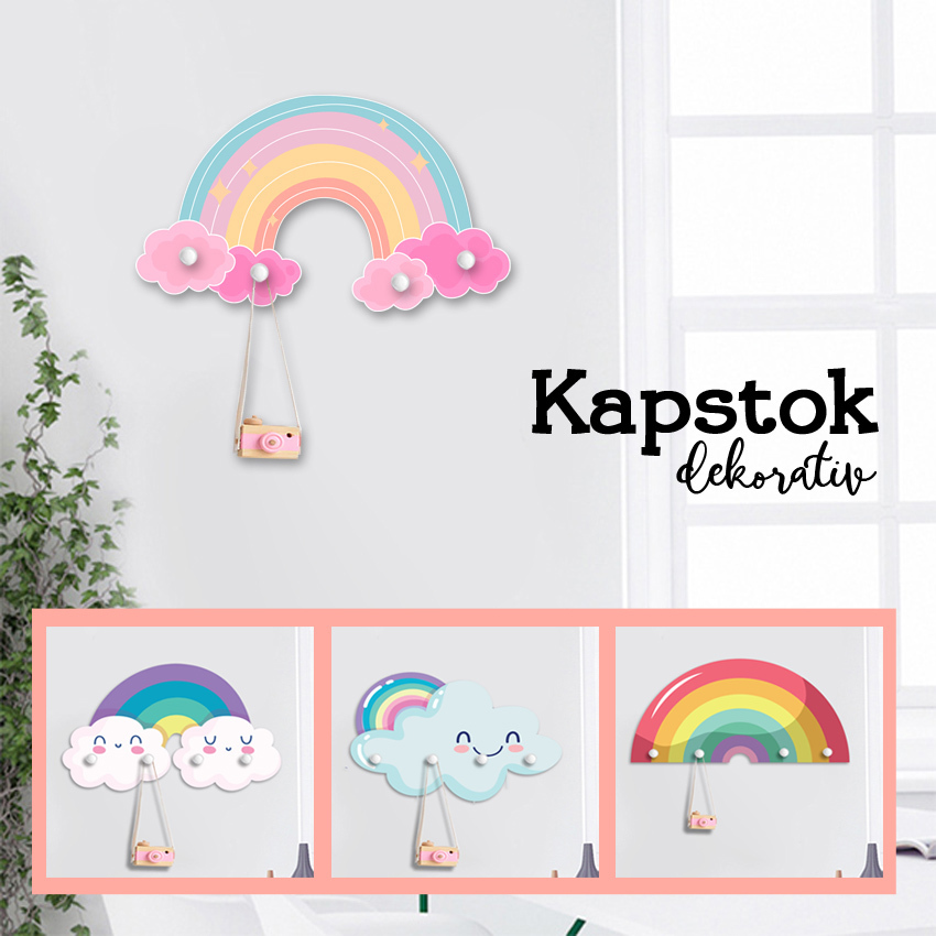 Jual Kapstok Hook Karakter Awan Pelangi Rainbow Cloud | Walldecor Kamar ...