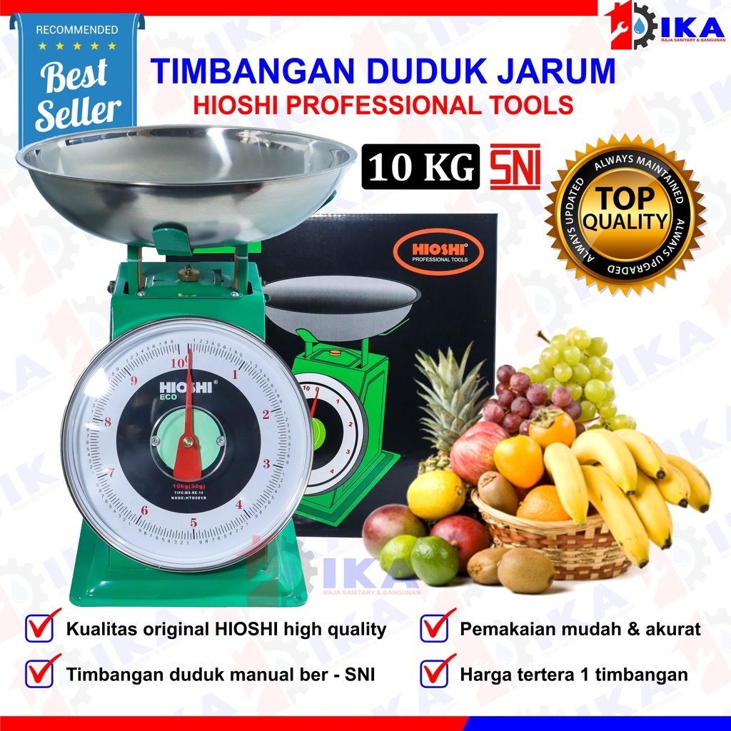Jual Timbangan Buah HIOSHI 10 kg Besi Stainless Jarum Analog Manual Duduk Sembako Telor Kue ...