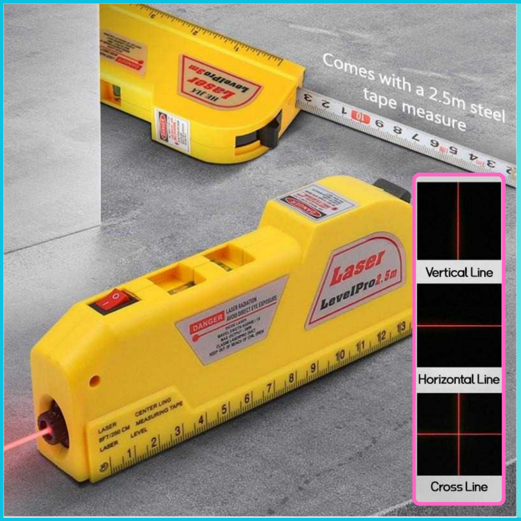 Jual COD Cepat Laser Level 4 in 1 Crossline Waterpass Ruler Tape ...