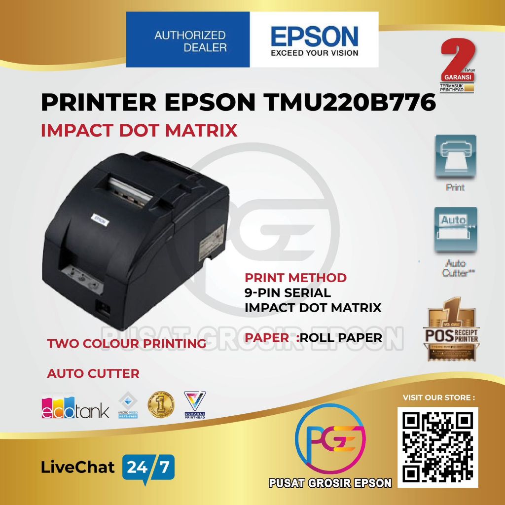Jual Epson TM-U220B-776 TMU 220B 776 TMU-220B 776 USB Receipt Printer ...