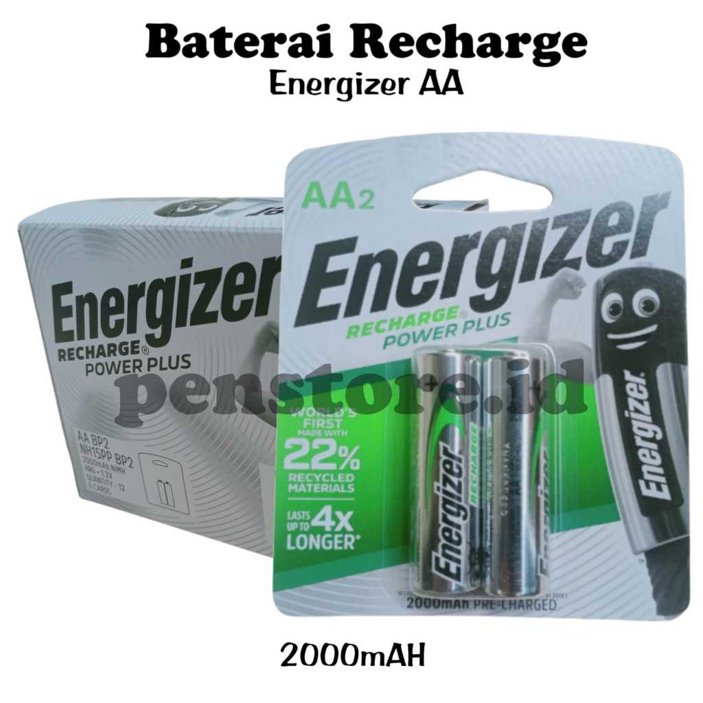 Jual (set) Baterai Recharge Energizer AA 2000mAh (2pcs/set) Power Plus - Bateray cas dapat diisi ...