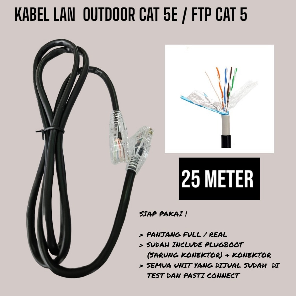 Jual FTP 25 METER | KABEL LAN CAT5E OUTDOOR DATAFAST 25 METER | KABEL LAN OUTDOOR DOUBLE JACKET ...