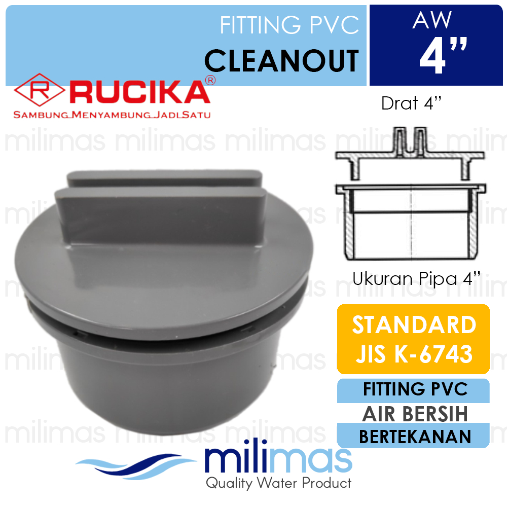 Jual RUCIKA CLEANOUT AW Ukuran 4" - Fitting PVC uPVC AW 4 Inch | Shopee ...