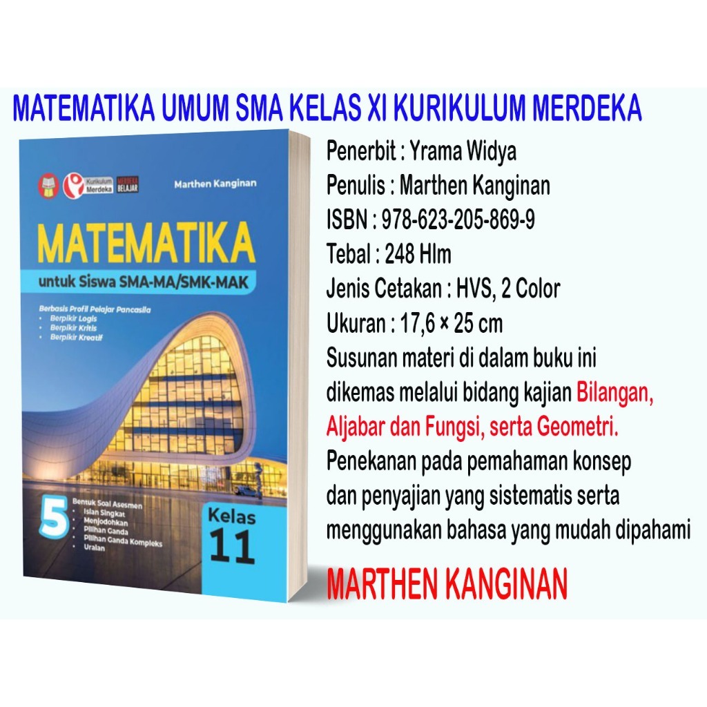 Jual BUKU MATEMATIKA UMUM SMA/MA/SMK KELAS XI/11 KURILULUM MERDEKA MARTHEEN KANGINAN | Shopee ...