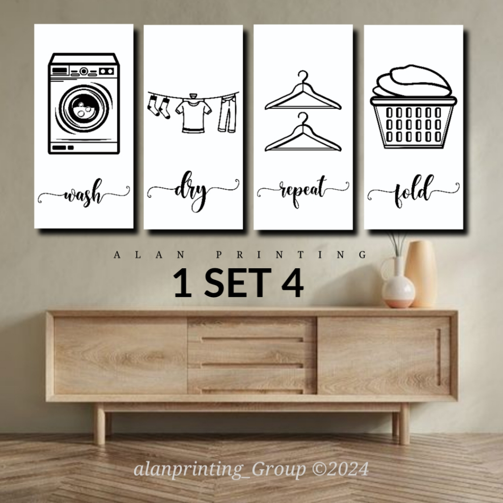 Jual HIASAN DINDING 1 SET 4 LAUNDRY WASH PLUS BINGKAI SDR ads | Shopee ...