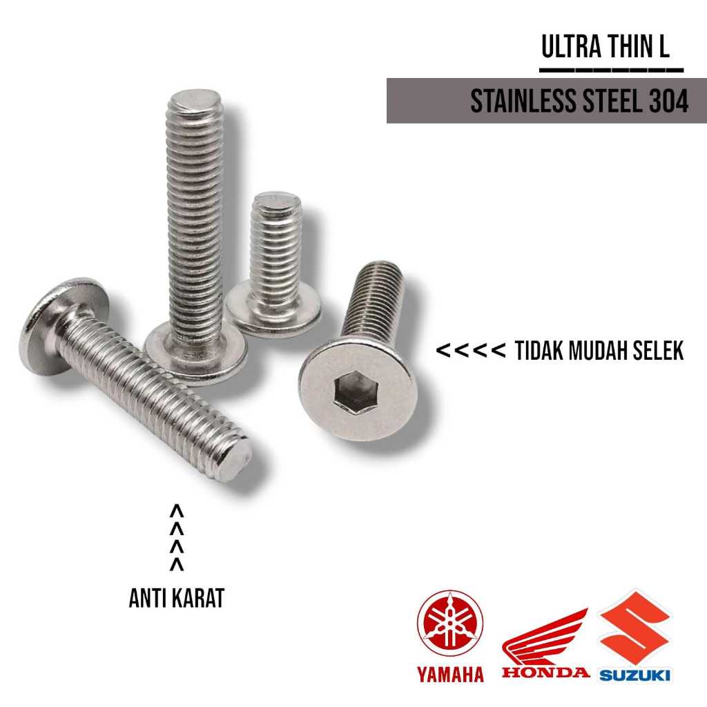 Jual (10pcs) Baut Ultra Thin M2 x 5 SS304 Baut Soket super tipis Drat ...