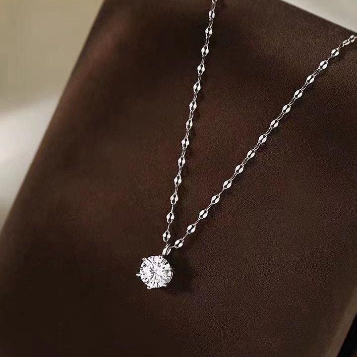 Jual Kalung Titanium Wanita Rantai Pecah Kopi Plus Liontin Permata ...