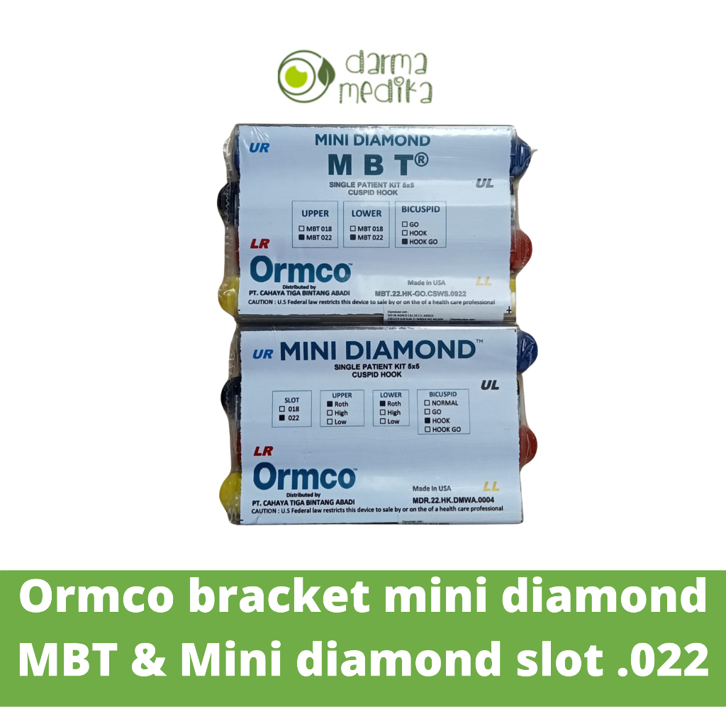 Jual Ormco Bracket Mini Diamond MBT slot .022 & Mini Diamond slot .022 | Shopee Indonesia