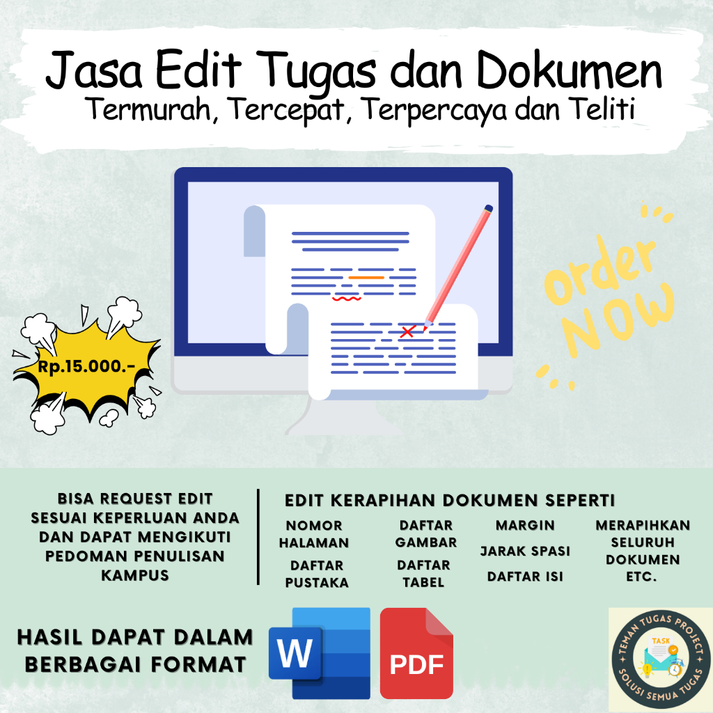 Jual Jasa Edit Dokumen Skripsi, Tugas Akhir, Makalah, Laporan, Proposal ...