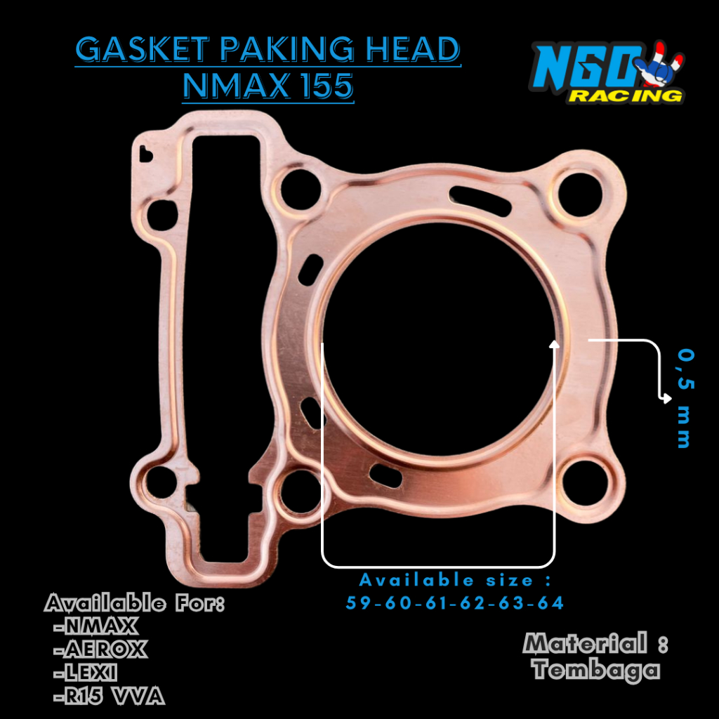 Jual Paking Blok Paking Head Tembaga NMAX AEROX LEXI R15 VVA 59 60 61 62 63 64 65 66 mm ...