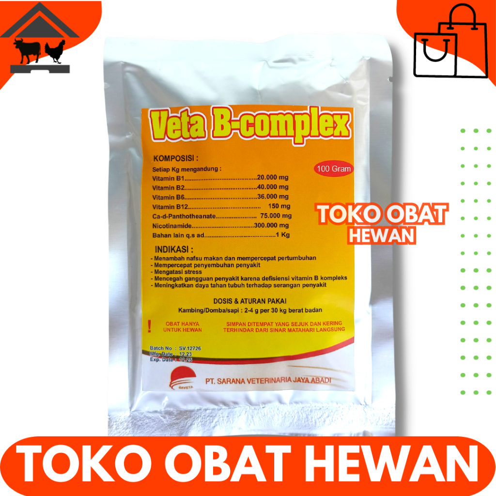 Jual VETA B COMPLEX 100 gr - Multivitamin B komplek ternak ruminansia ...