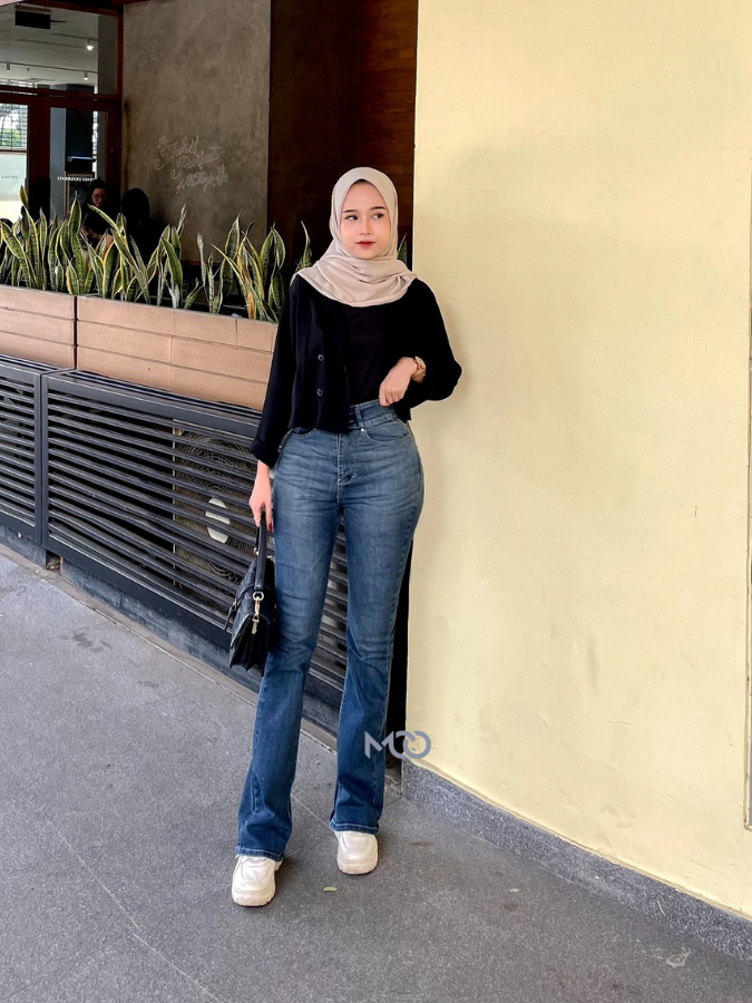 Jual [MCOJEANS] OOTD SZ 27-34 Celana Cutbray Melysa Highwaist double button Jeans Streatch Melar ...