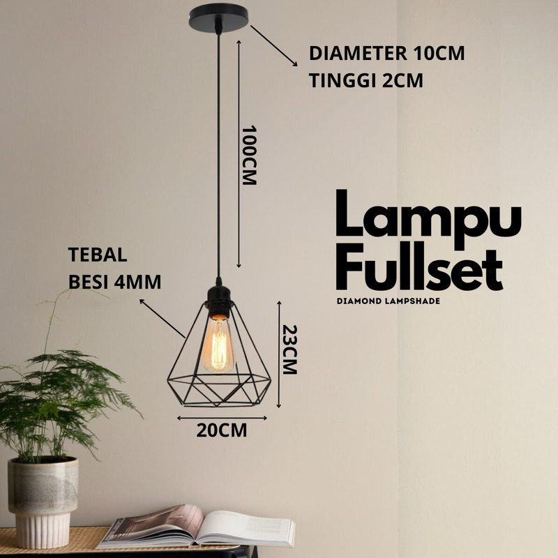 Jual Kap Lampu Gantung Diamond Kap lampu Cafe Minimalis Dekorasi ...