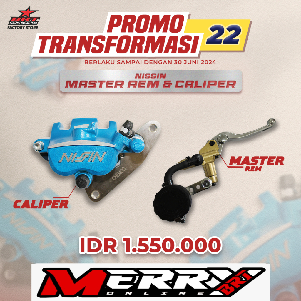 Jual PAKET CALIPER MASTER REM NISSIN SAMURAI BRAKE BRT 2 PISTON ...