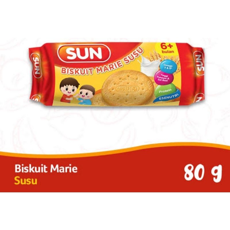 Jual Sun Biskuit Marie Susu Cemilan Bayi dan Anak 6 Bulan Ke Atas 80 Gr ...