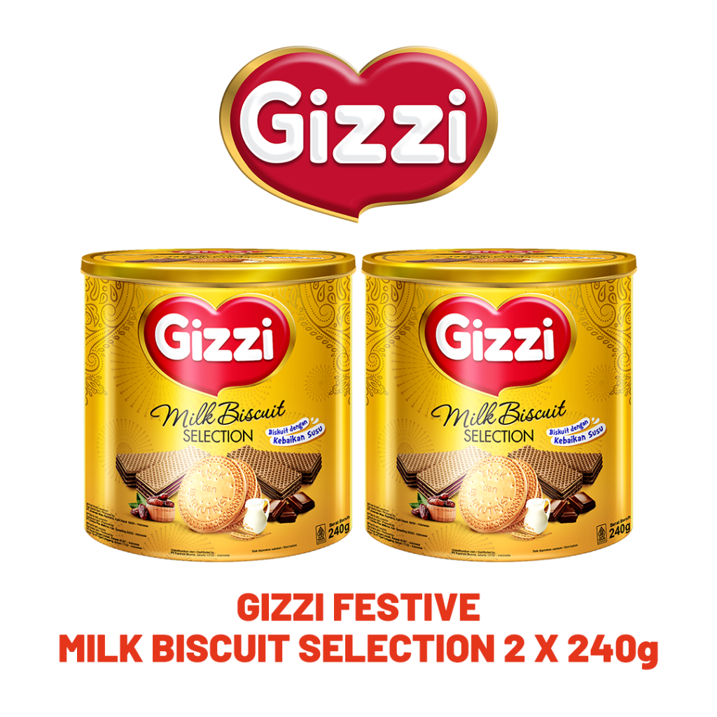 Jual GIZZI Festive Milk Biscuit Selection 240 gr x 2pcs | Shopee Indonesia
