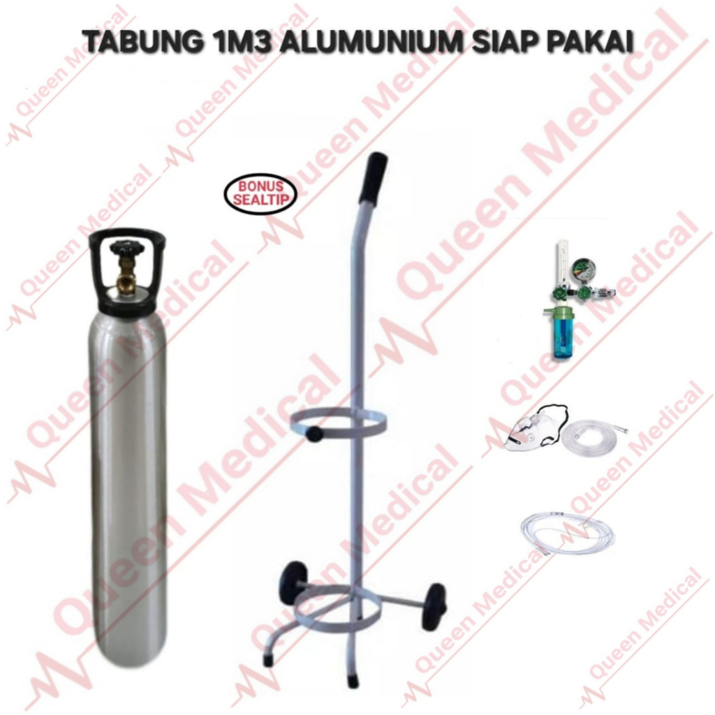 Jual Tabung Oksigen Alumunium 1m3 Siap Pakai (Tabung-Regulator-Nasal ) | Shopee Indonesia