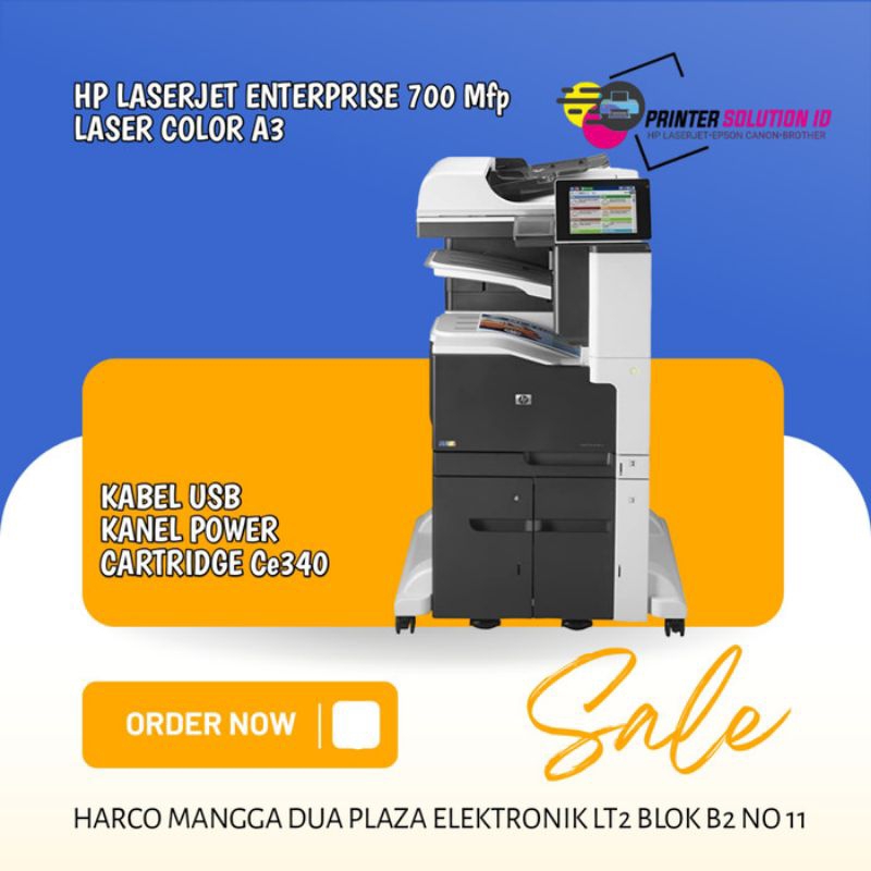 Jual Printer HP LaserJet enterprise 700 mfp m775 color a3 scan copy adf ...