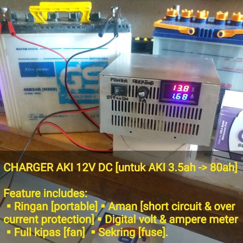 Jual Charger accu mobil dan motor 12v untuk nge cas aki 5ah 7ah 7.2ah 7 ...