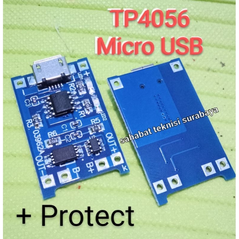 Jual Modul charger Baterai TP4056 Micro Usb + poteksi baterai | Shopee ...