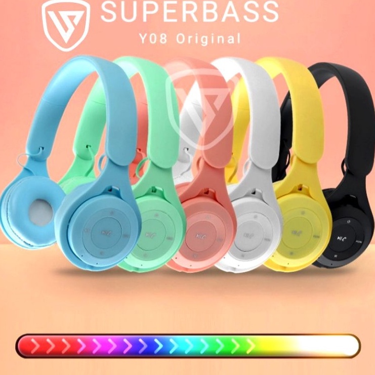Jual Top Sale Headset Bluetooth Bando Macaron Y8 Headphone Super Bass ...