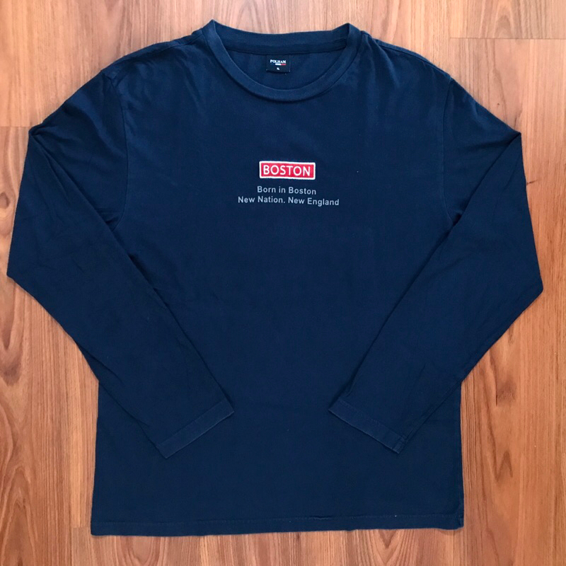 Jual T-Shirt POLHAM Long Sleeve Navy Blue with Patch (XL) | Shopee ...