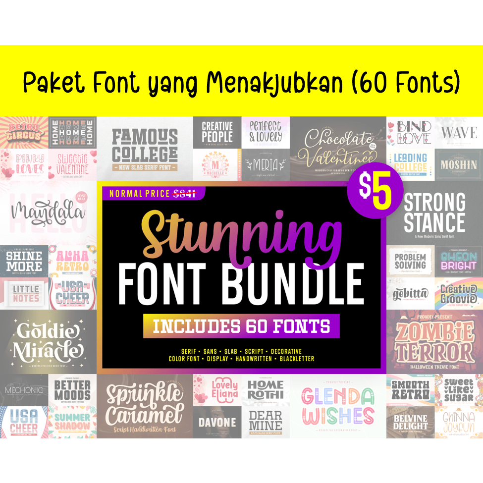 Jual Paket Font yang Menakjubkan (60 Fonts) | Shopee Indonesia
