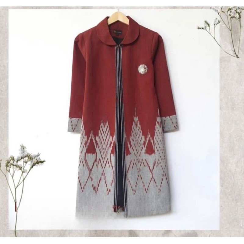 Jual Blazer tenun coklat jaz wanita baju tenun jepara fashion wanita ...