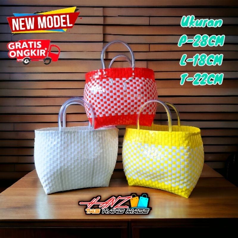 Jual PROMO 6 TAS ANYAMAN MURAH UKURAN SEDANG CEMBUNG / TAS ANTING PASAR ...