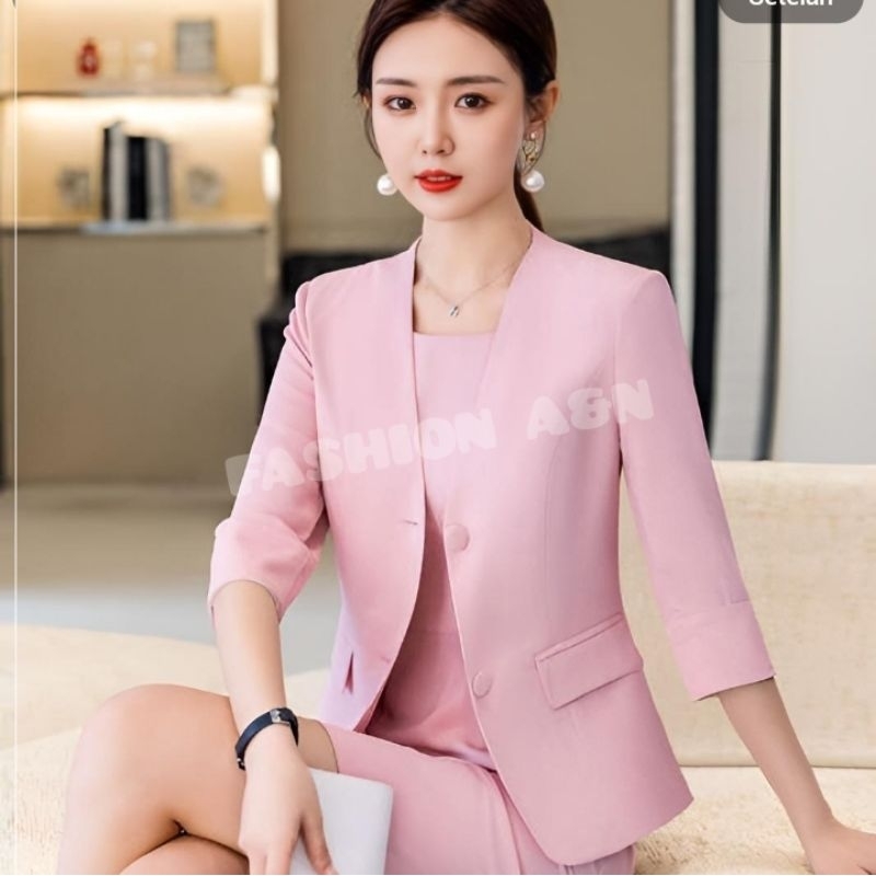 Jual Jas Blazer wanita formal/Jas wanita kantoran/Jas wanita tangan 3/4 ...