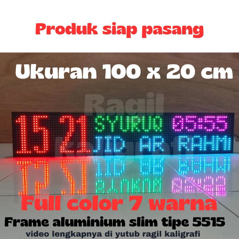 Jual Jam sholat digital full color ukuran 100 x 20 cm - jam digital ...