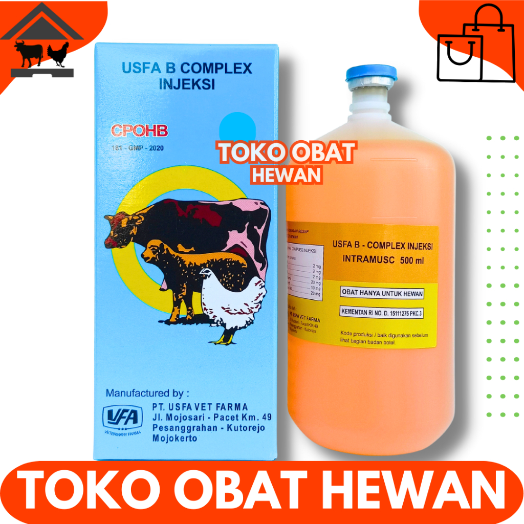 Jual USFA B COMPLEX INJ 500ML- Vitamin B Kompleks Hewan - Vitamin B ...