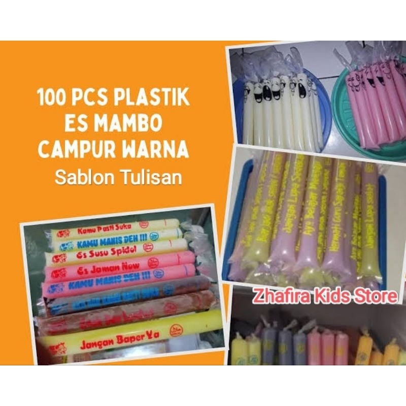 Jual Plastik es Mambo bersablon 100 pcs ukuran 3x23 cm / plastik es ...