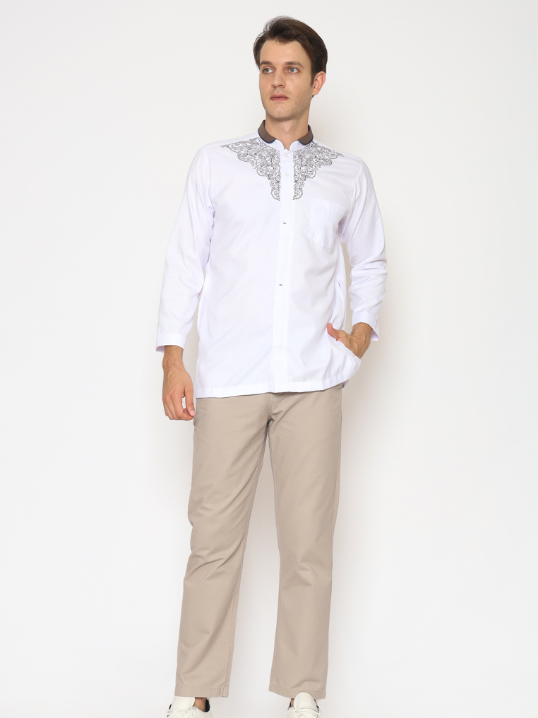 Jual AL-LUTHFI - Baju Kemeja Koko Bordir Warna Putih Lengan Panjang ...