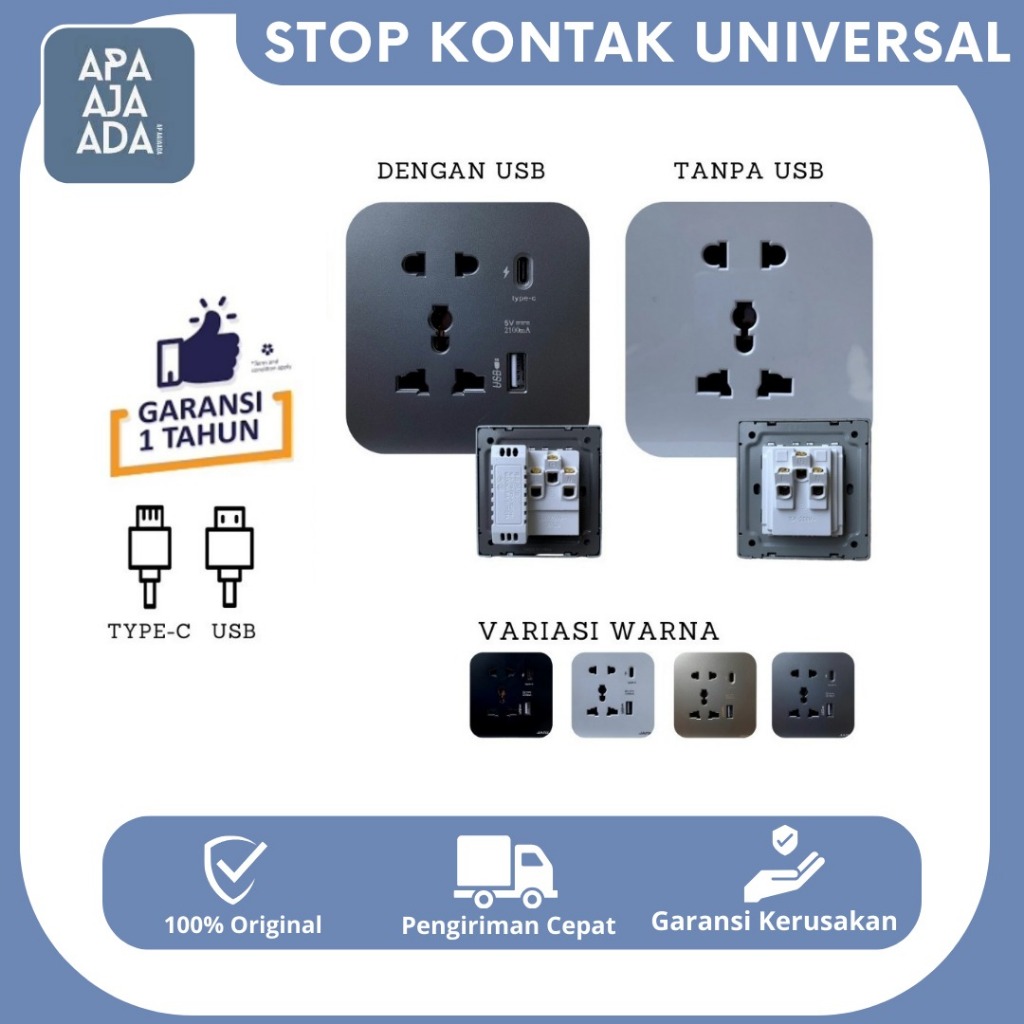Jual Stop kontak universal USB 2 Port/ Colokan Listrik Dinding ...