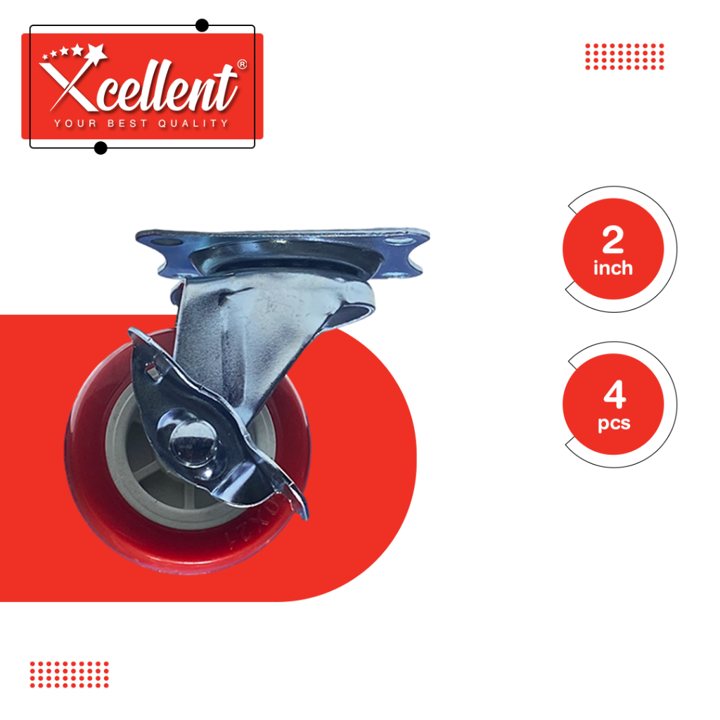 Jual Roda Nylon 2 inch Merah / Roda Troli 2 inch Merah - Hidup+Rem ...