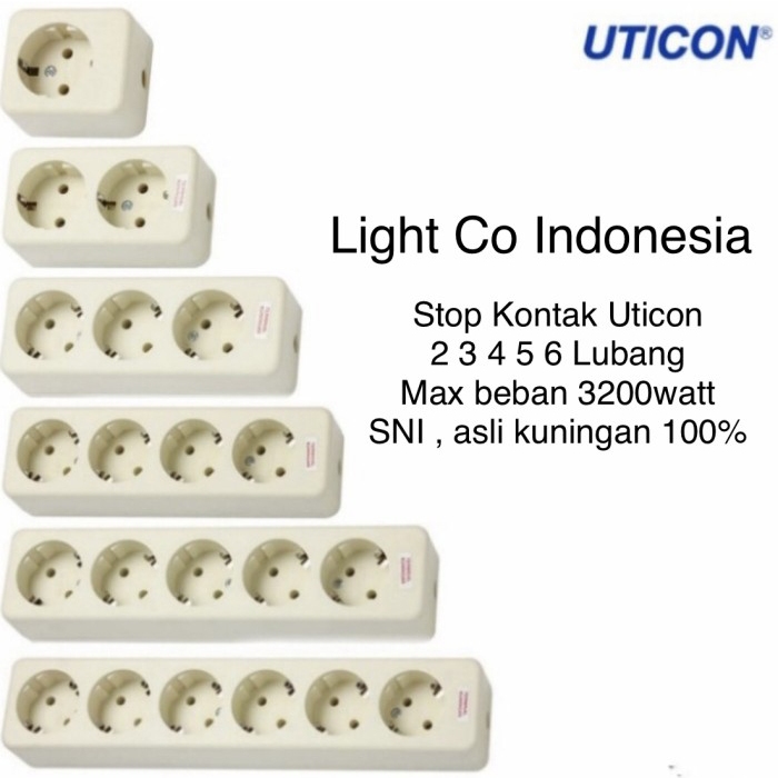 Jual Uticon Stop Kontak Arde 1 - 6 Lubang Terminal Kuningan 1 2 3 4 5 6 Cream Krem ST-118 ST-128 ...
