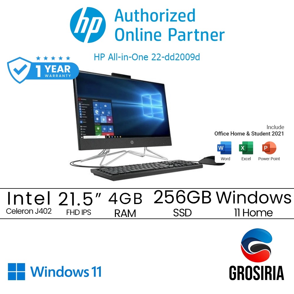Jual HP PC Desktop AIO 22 DD2009D Intel Celeron J4025 4GB 256GB SSD 22 ...