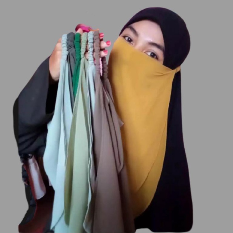 Jual Cadar Niqob Nikab Niqab Purdah Tali Karet Dua Layer Karet Tanpa ...