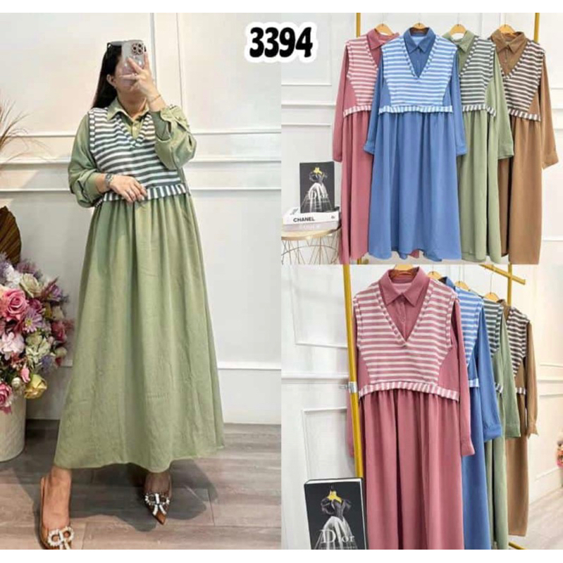 Jual GAMIS ROMPI SALUR 3394 CRINGKEL AIRFLOW PREMIUM GAMIS WANITA TERBARU | Shopee Indonesia