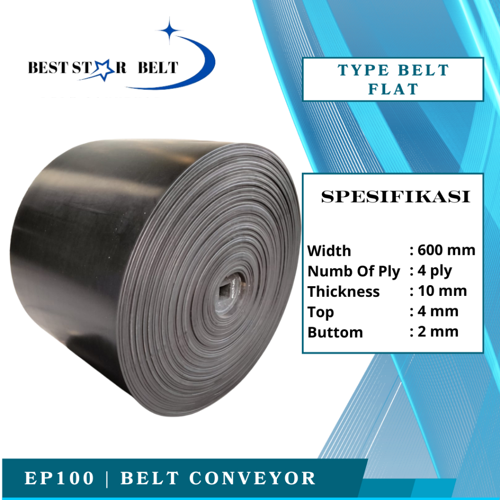 Jual Karet Conveyor 60cm Belt Conveyor EP 100 BW 600mm x 4ply (10 mm ...