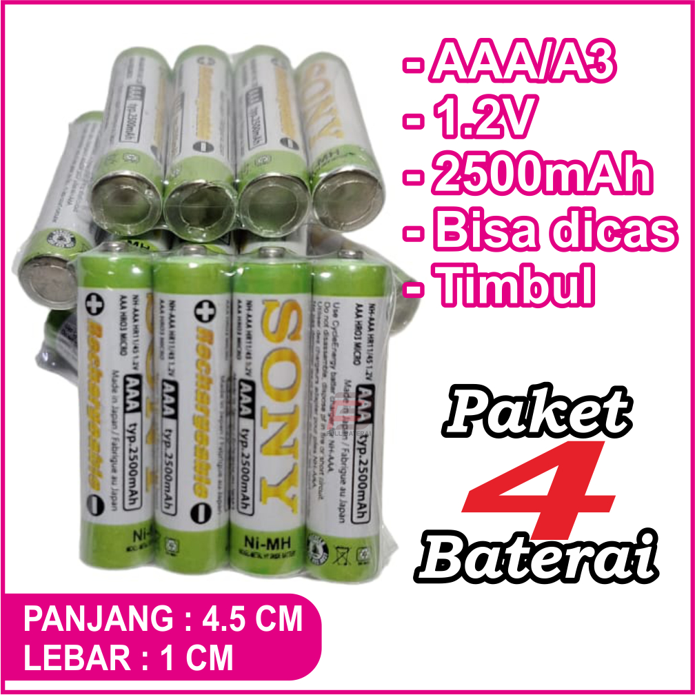 Jual Baterai Charger, Remot AC, Electronik Ni-MH AAA / A3 1.2V 2500Mah ...