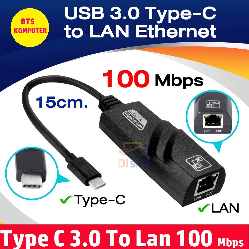 Jual Adapter converter USB Type C to Lan RJ45 100 Mbps | Shopee Indonesia